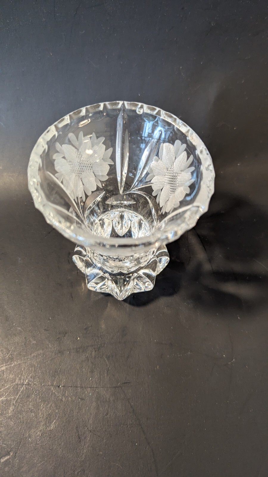 Small Deep Cut Frosted Glass Flowers Crystal Bud Vase | eBay