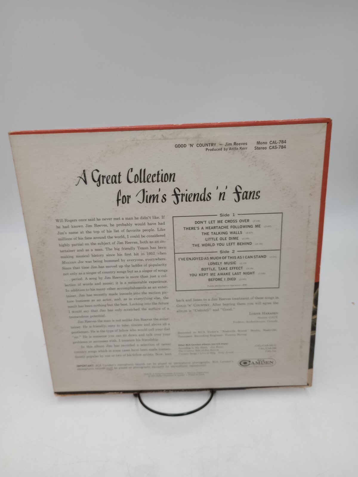 BOXDG36 Jim Reeves - Good 'N' Country LP, Album, Mono, Roc RCA Camden ...