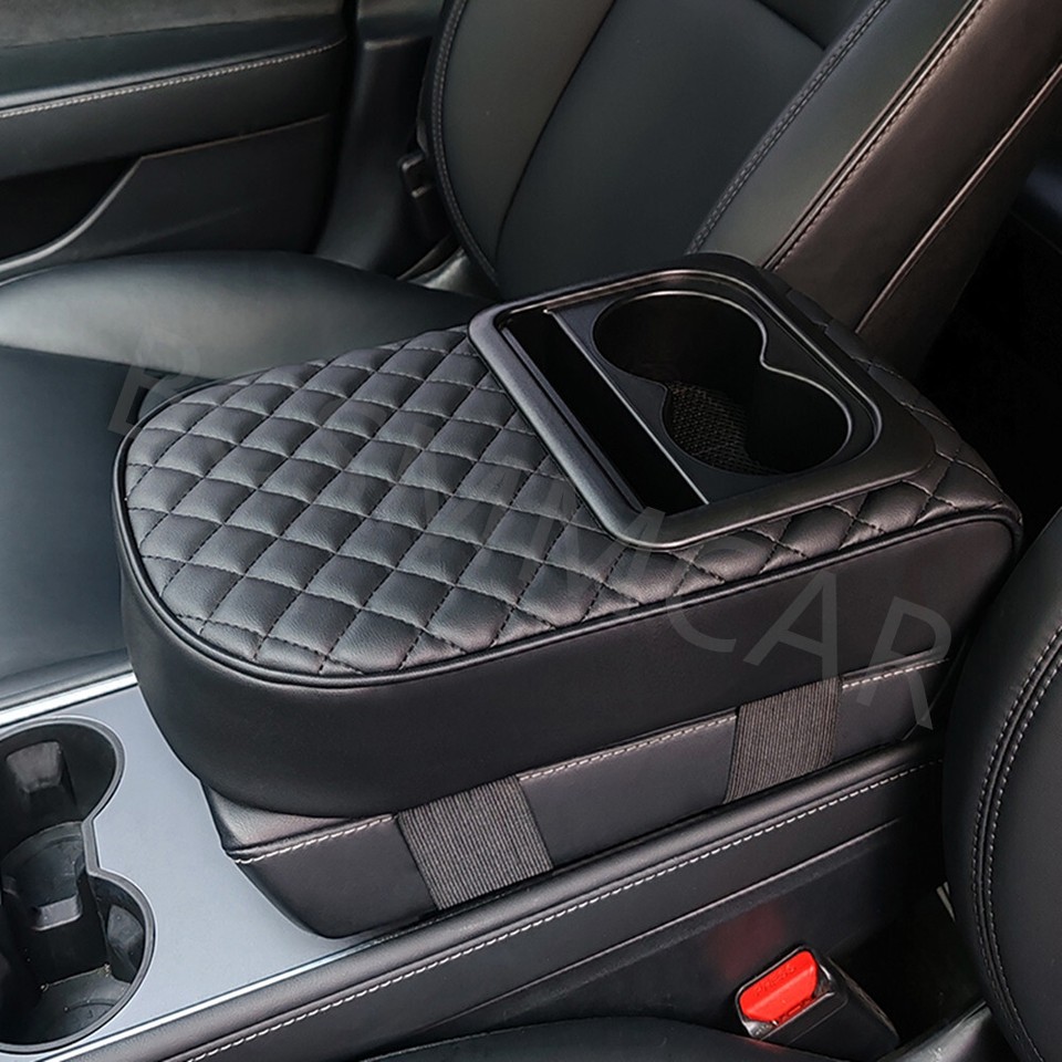 Car Seat Armrest Cushion Storage Pad With Cup Holder For Interior ...