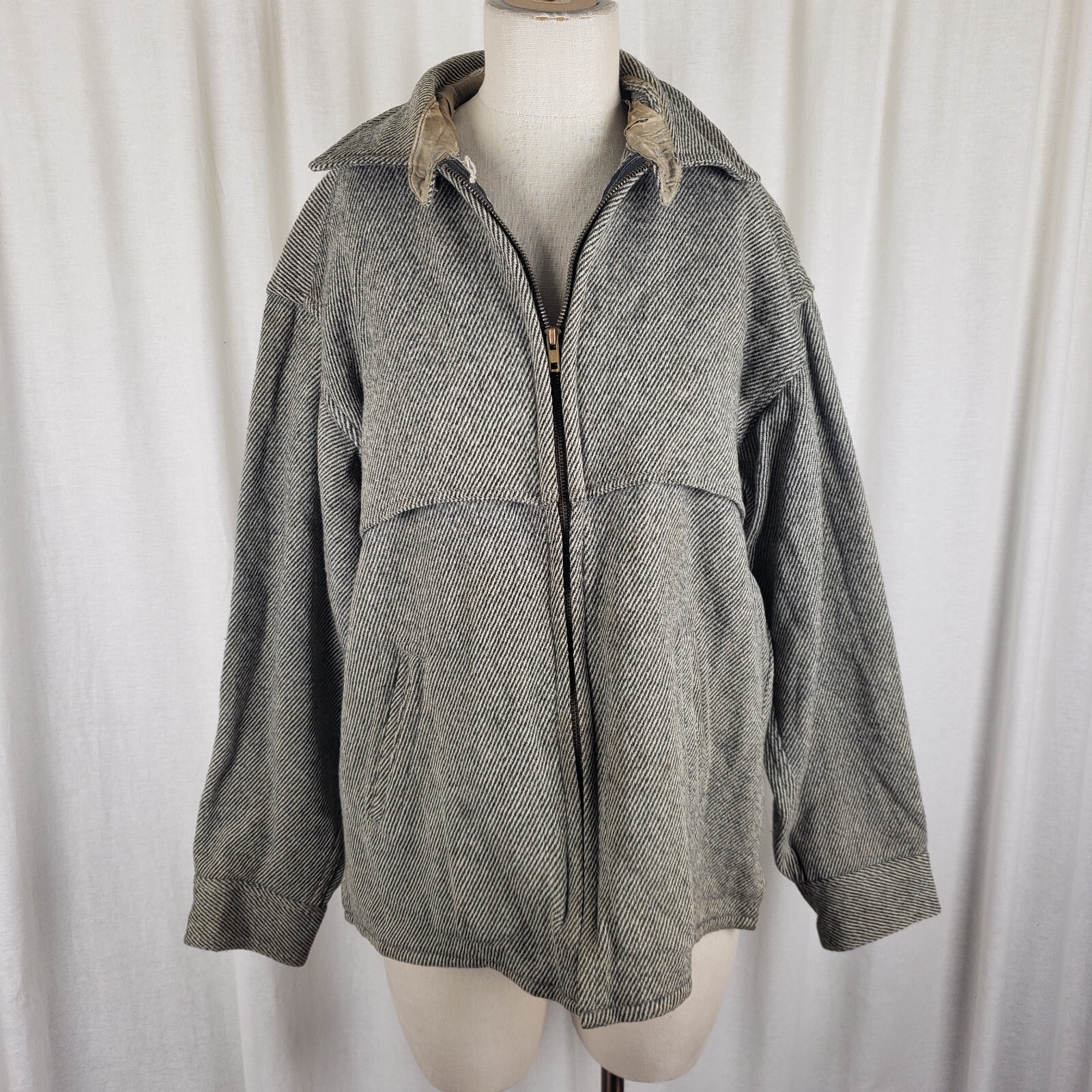 Vintage Johnson Woolen Mills Pinstriped Wool Hunting Jacket Peacoat ...