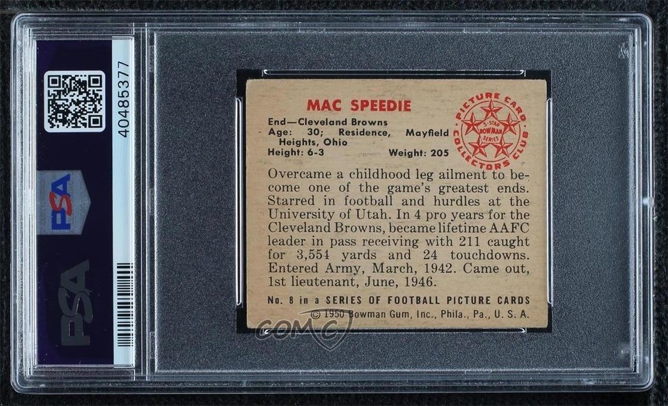 1950 Bowman Mac Speedie #8 PSA 5 Rookie RC HOF | eBay
