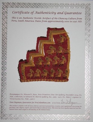 Authentic Pre Columbian Artifact Frameable Textile Border Chancay Peru ...
