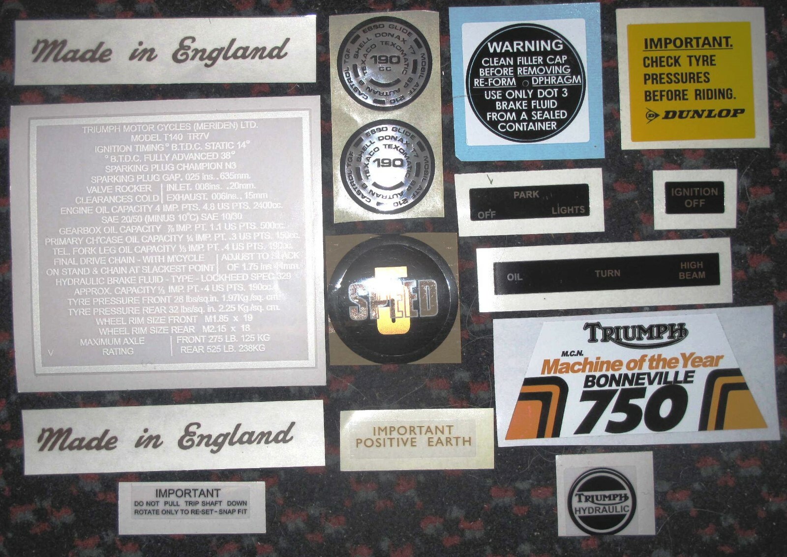 Triumph T140 V 1973-1978 BONNEVILLE Decal Sticker SET | eBay