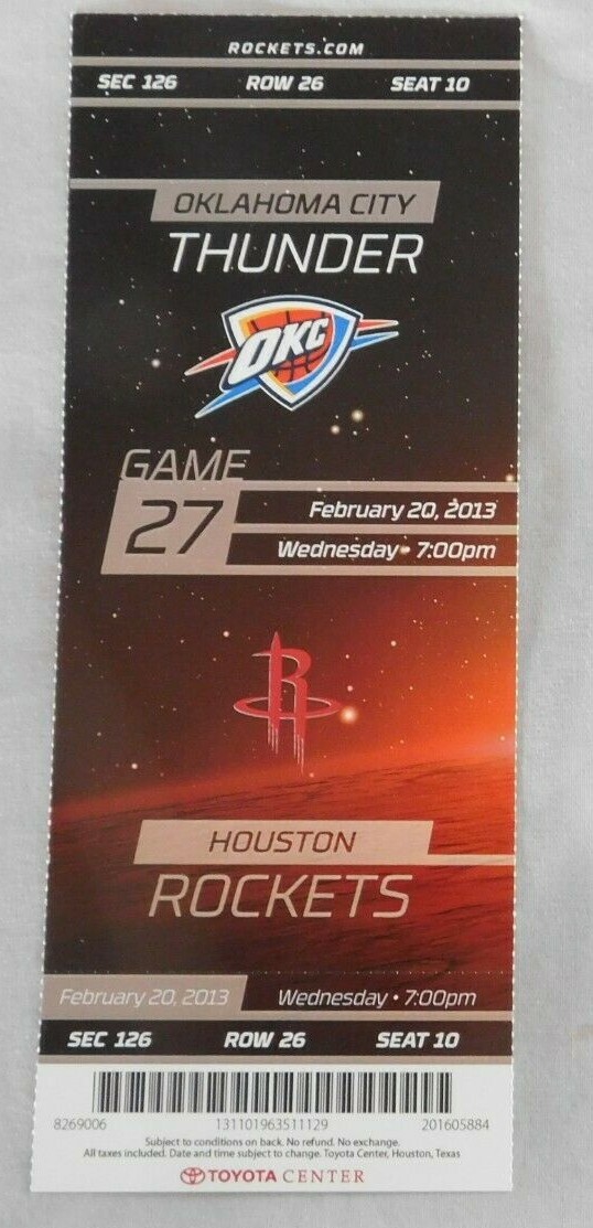 2012-13 Houston Rockets Ticket Stub Choose one | eBay