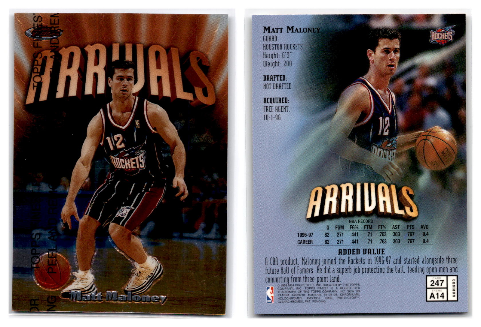 1997-98 Topps Finest #247 Matt Maloney BRZ - Houston Rockets | eBay