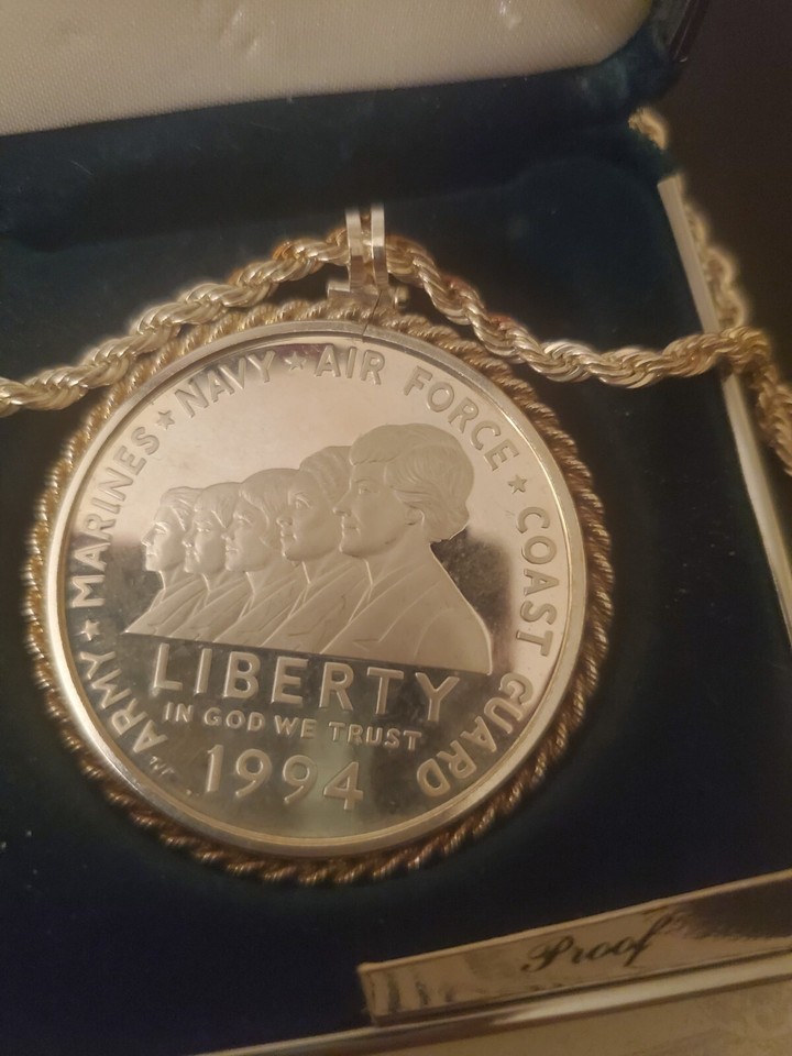 Silver Coin Pendant Liberty 1994 Women In Military Service Pendant ...
