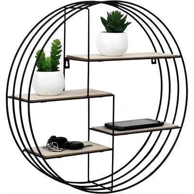 Round Multi Section Shelf Metal Wire Wall Mounted Floating Shelves ...