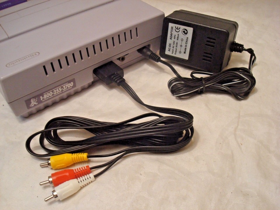 SNES Super Nintendo Hook-ups kit *AC ADAPTER + AV CABLE* Brand New Set ...