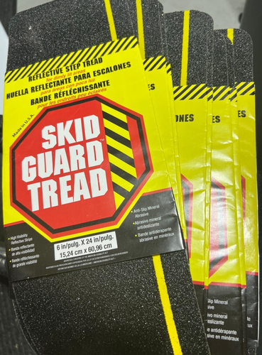 Skid Guard 6-inX2-ft Black W/ Reflective Stripe Tread Strips Anti-Slip ...