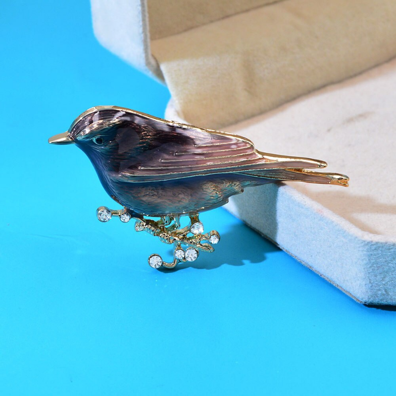 Fashion Enamel Bird Brooch Pins Cute Rhinestone Animal Brooches Jewelry ...