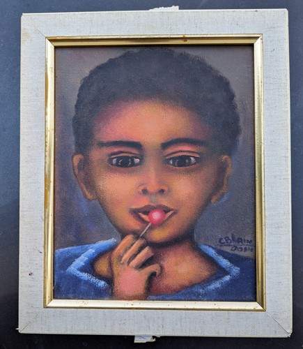 ORIGINAL HAITIAN ART PAINTING BY FAMOUS CAREL BLAIN GIRL PORTRAIT HAITI ...