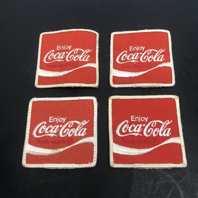 Lot of 4 3" Coca-Cola Red Square Patches "Enjoy Coca-Cola" (READ) | eBay