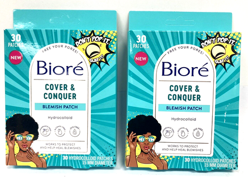 2 Boxes (30 Patches each) Biore Cover & Conquer Blemish Patch EXP 5/25 ...