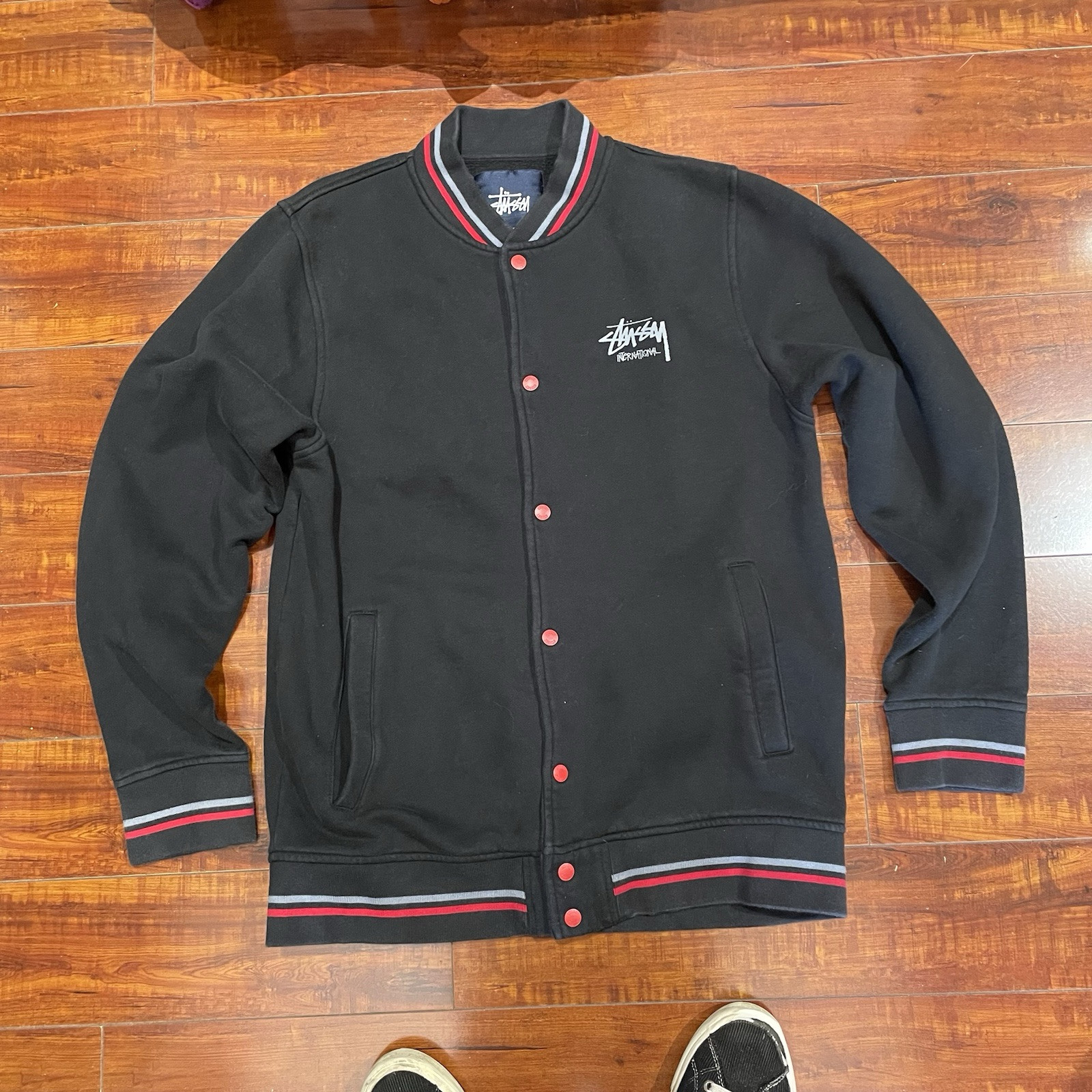 Vintage Stussy Varsity Cotton Bomber Jacket Sweater XL - Gem