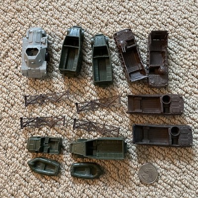 Marx Dark Green Plastic Military Vehicles Landing Craft Halftrack Jeep ...