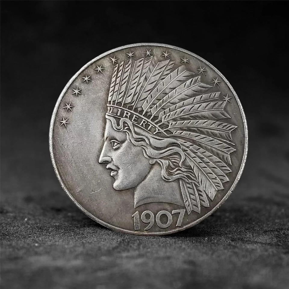 2PCS 1907 Antique Liberty Indian Head $10 Dollar Coin, Uncirculated ...