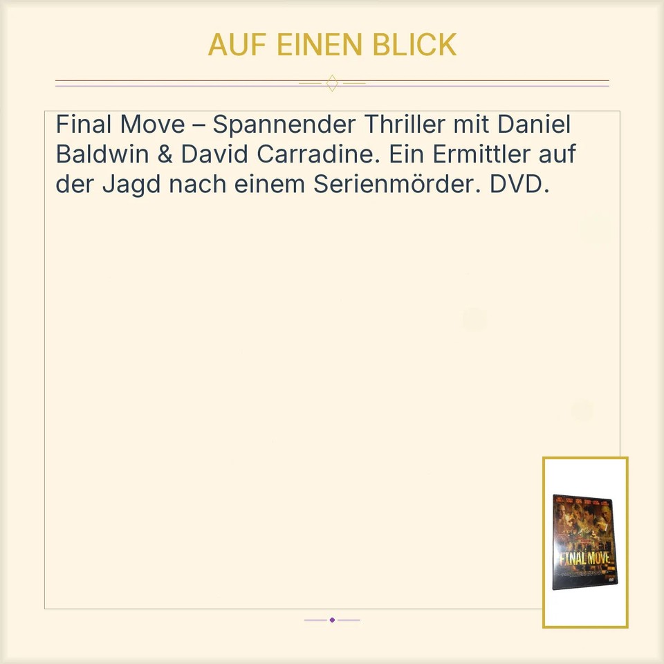 Final Move DVD Giallo Thriller Daniel Baldwin Carradine | eBay