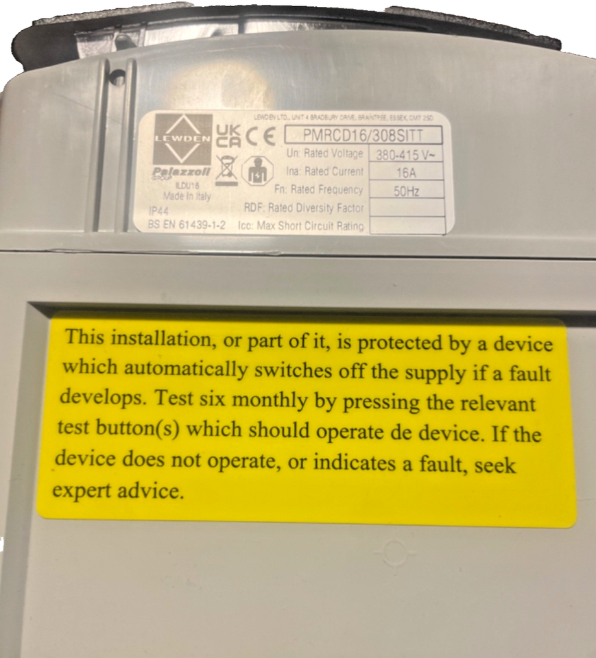 Lewden Palazzoli Switched Interlocked RCD Commando Socket 16A 3p+N+E C ...