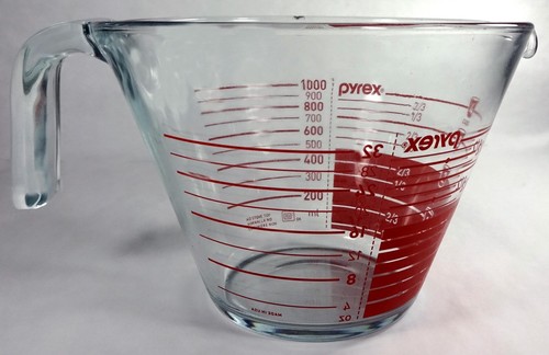 Pyrex Brand 4 Cup Size Glass Measuring Cup With Red Lettering | eBay
