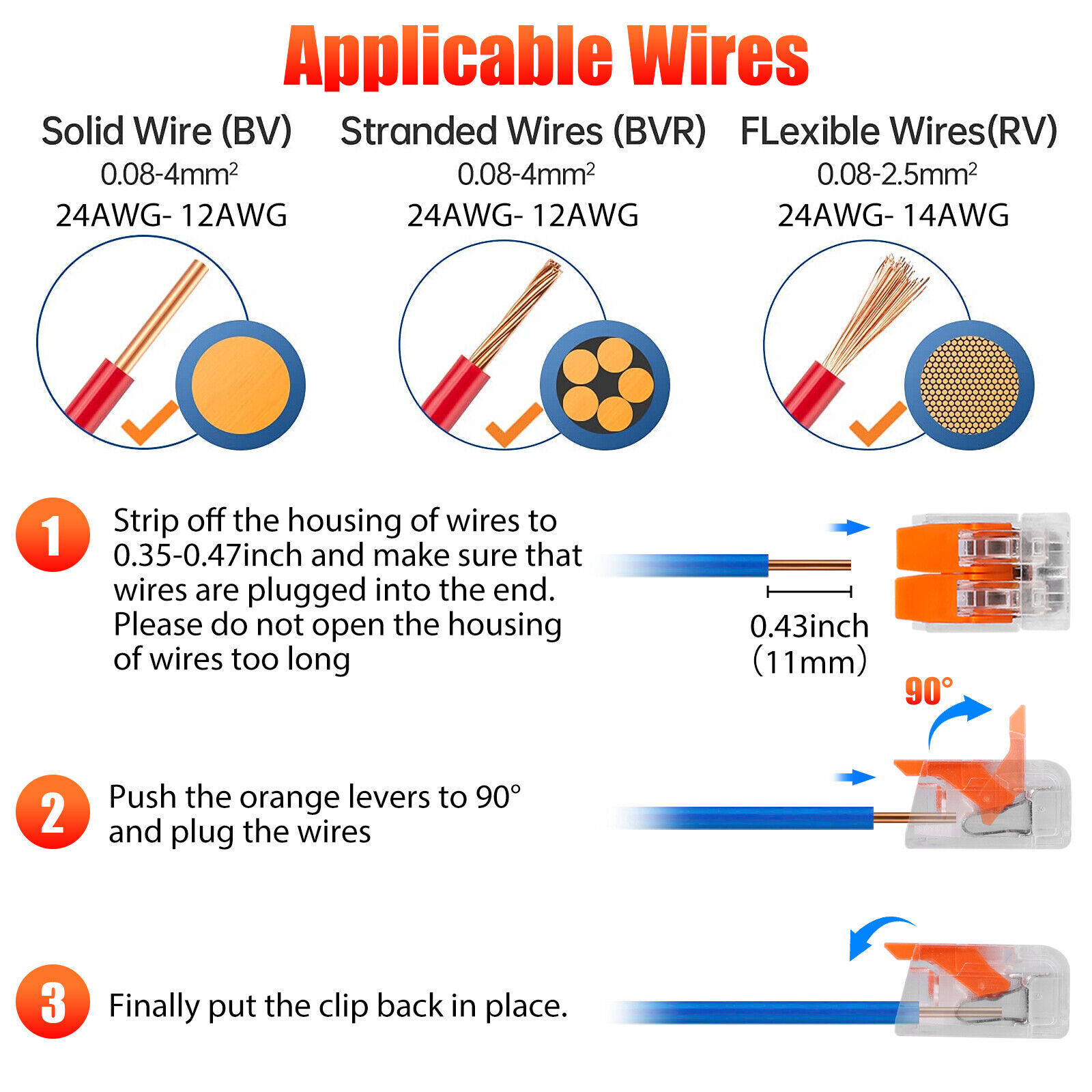90X For Wago 221 Electrical Connectors Wire Block Clamp Terminal Cable ...