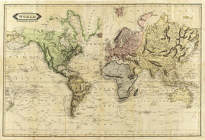 1831 Map Chart of the World on Mercator's Projection Wall Poster Decor ...
