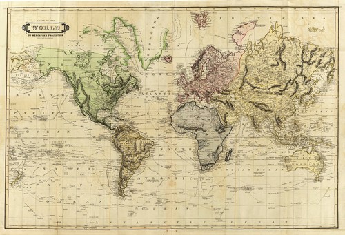 1831 Map Chart of the World on Mercator's Projection Wall Poster Decor ...