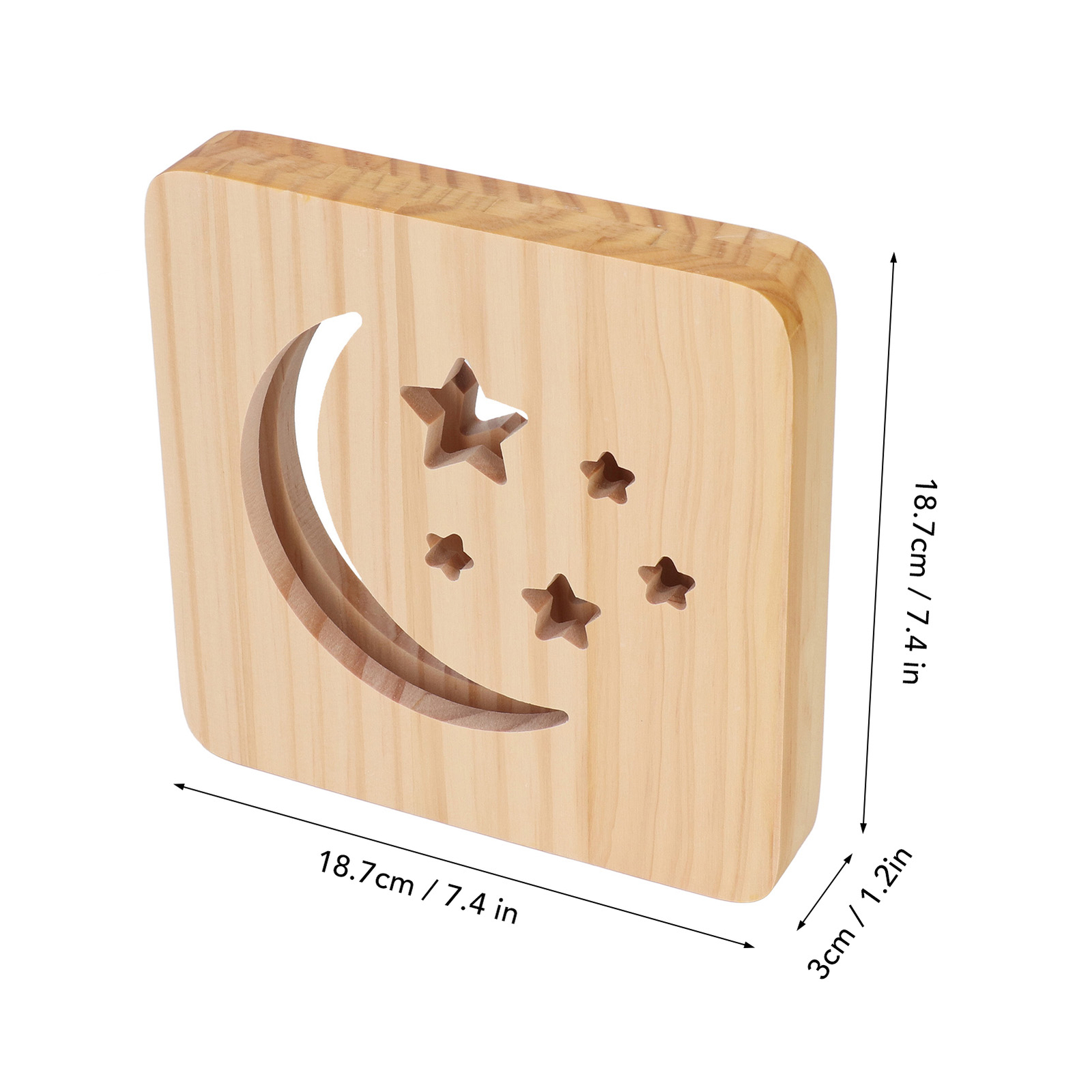 Wooden 3D LED Light Hollow Moon Star Pattern Eye Protection White Night ...