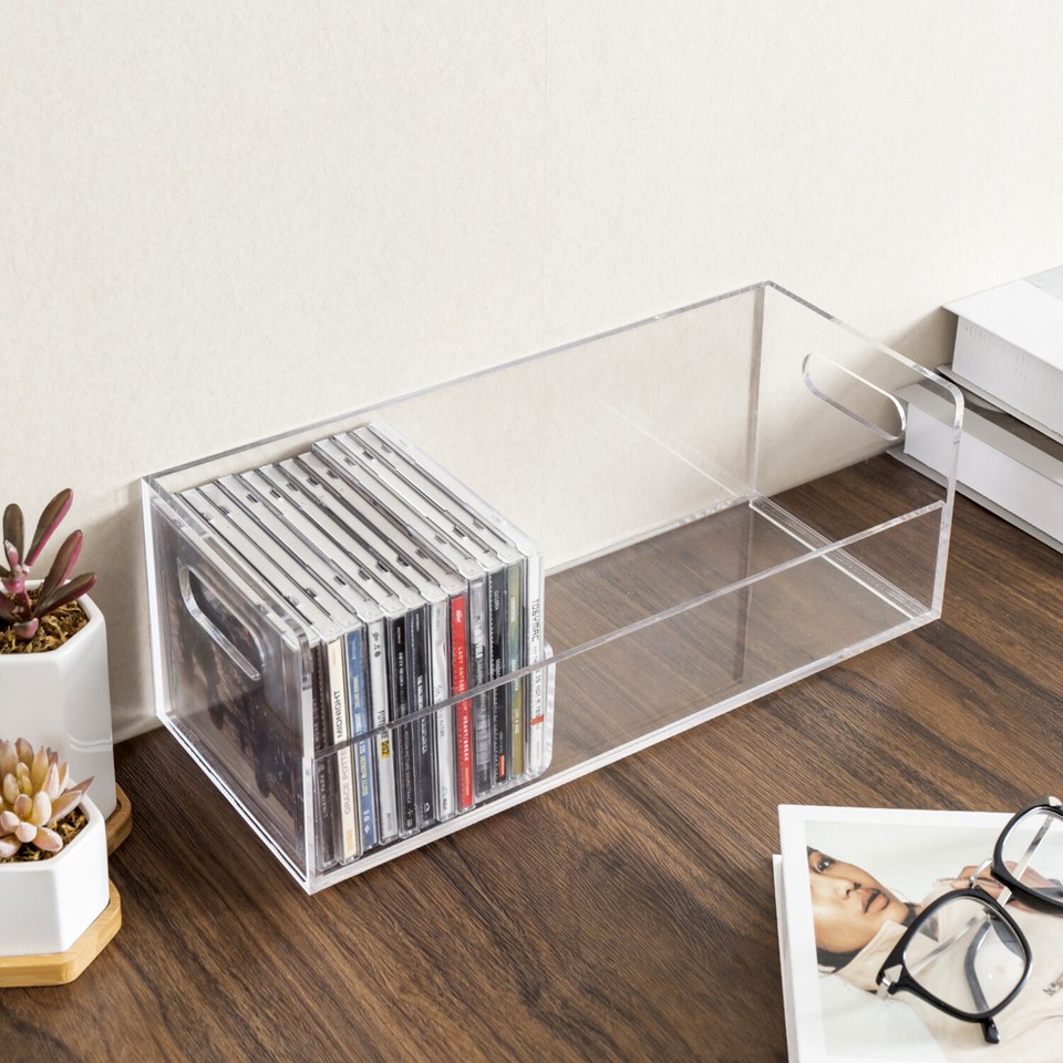 Clear Acrylic Stackable CD Holder Rack, Media Storage Organizer w ...