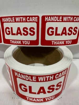 250 2x3 GLASS FRAGILE Labels Stickers for shipping supplies FRAGILE NEW ...