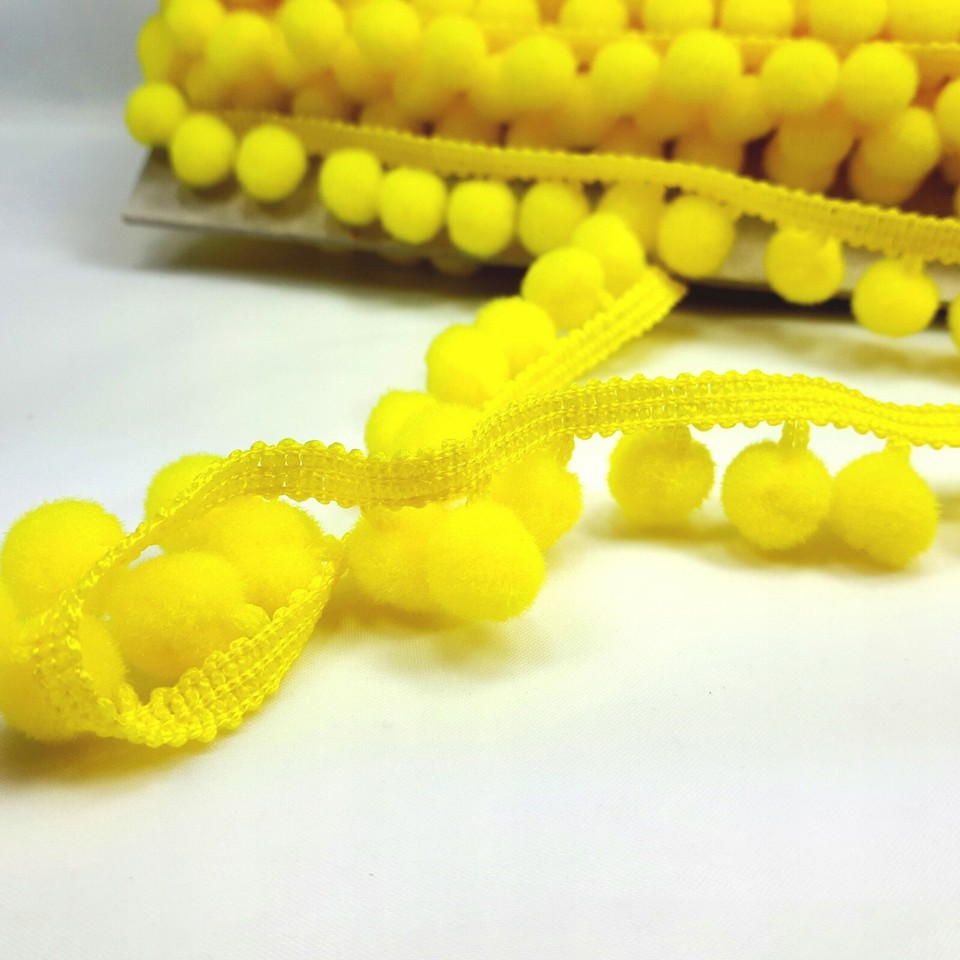 POM POM Trim Quality Pompoms 10mm Bobbles 18mm Total Width Tape Various ...