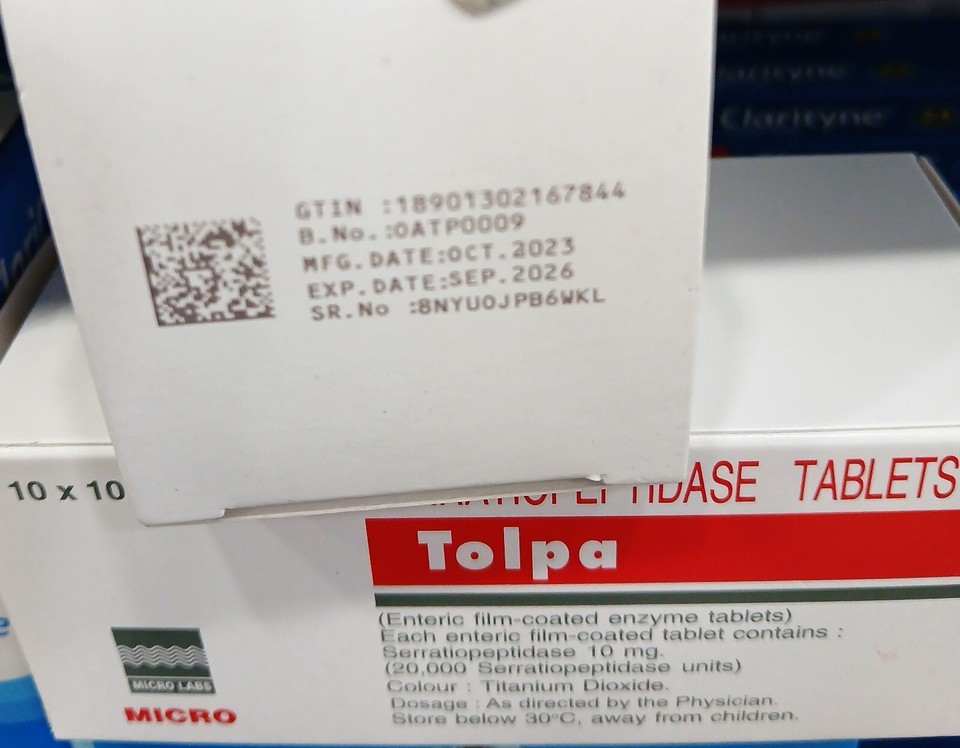 Tolpa 10mg Tablets~Serratiopeptidase Enzyme, Inflammation,arthritis ...