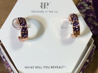 Bomb Party Gorgeous Glam Earrings Amethyst CZ Rose Gold Plated Feb 24 ...