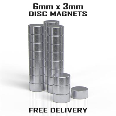 VERY STRONG Small Mini Neodymium Disc Magnets 6mm x 3mm Rare Earth ...