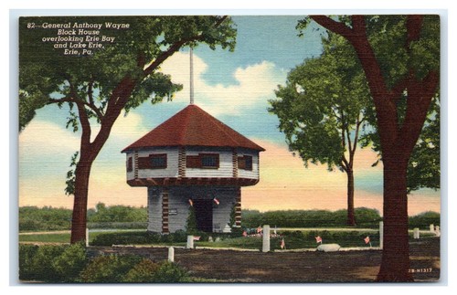 Erie, PA Postcard - General Anthony Wayne Block House, Lake Erie Bay ...