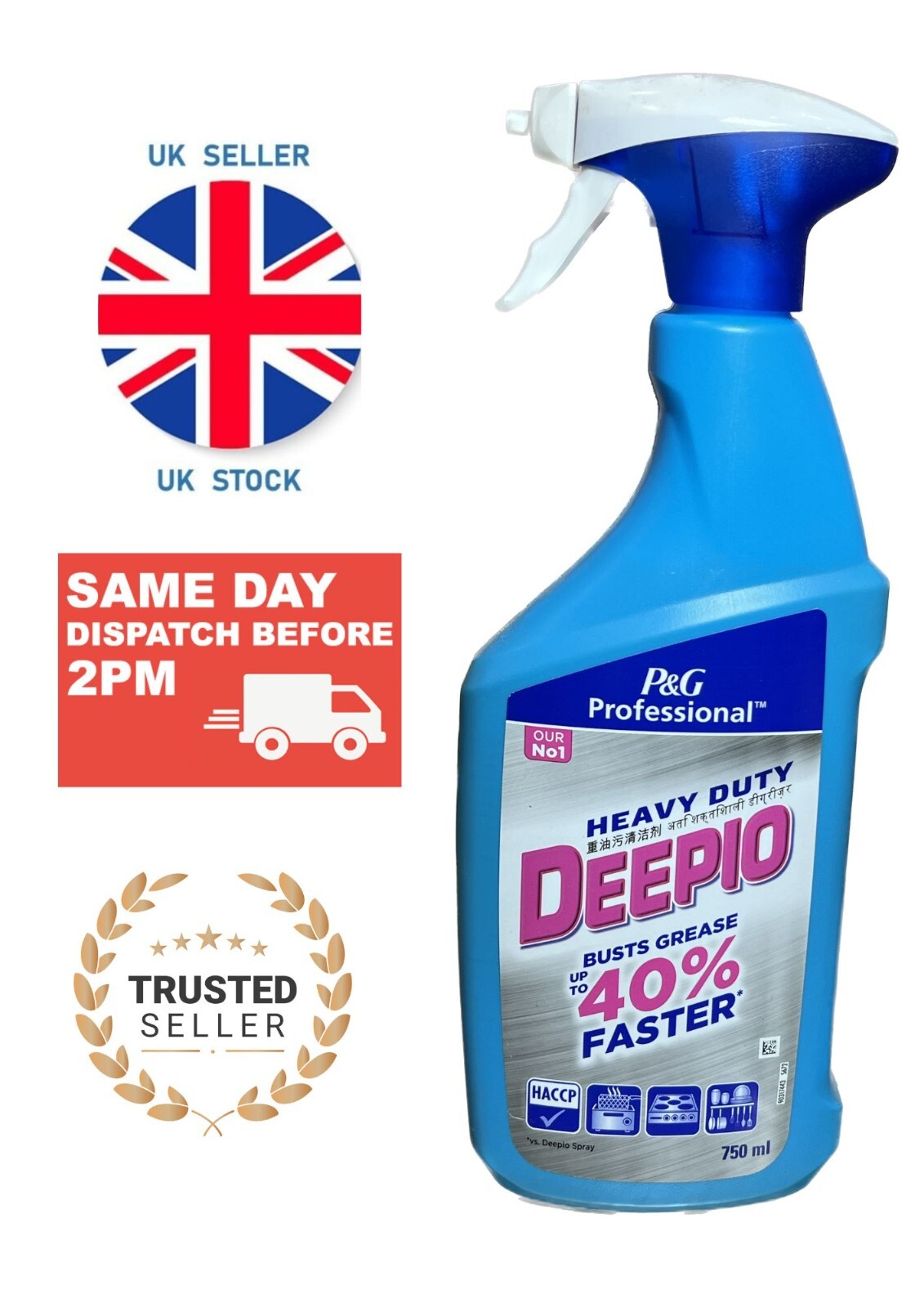 Spray Deepio Professional Kitchen Degreaser 750ml Grease Buster- FREE ...