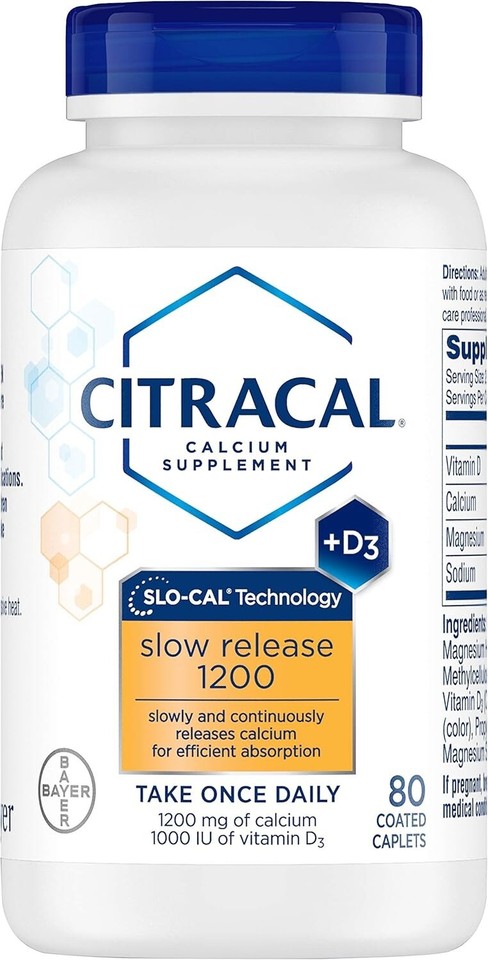 Citracal Calcium Slow Release 1200 + D3, 80 Coated Tablets ...