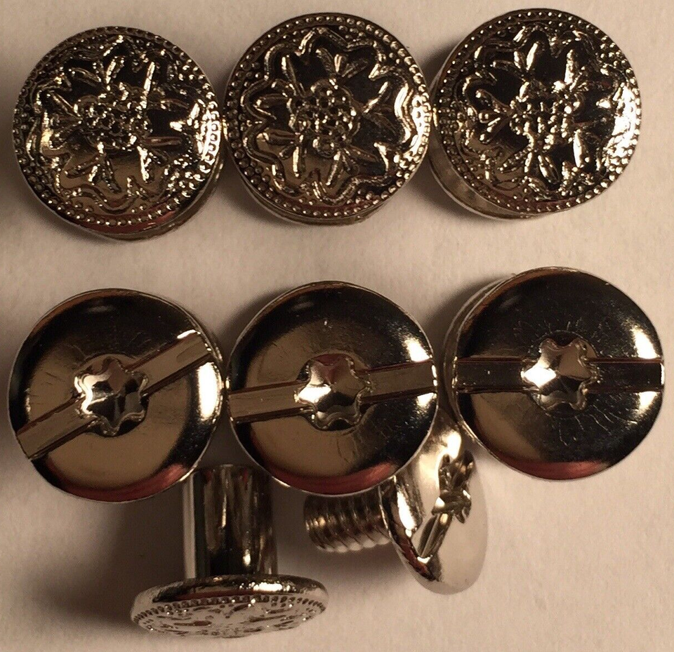20 Pack Fancy Floral Silver Chicago Screws 1/4" Belts Bridles Leather ...