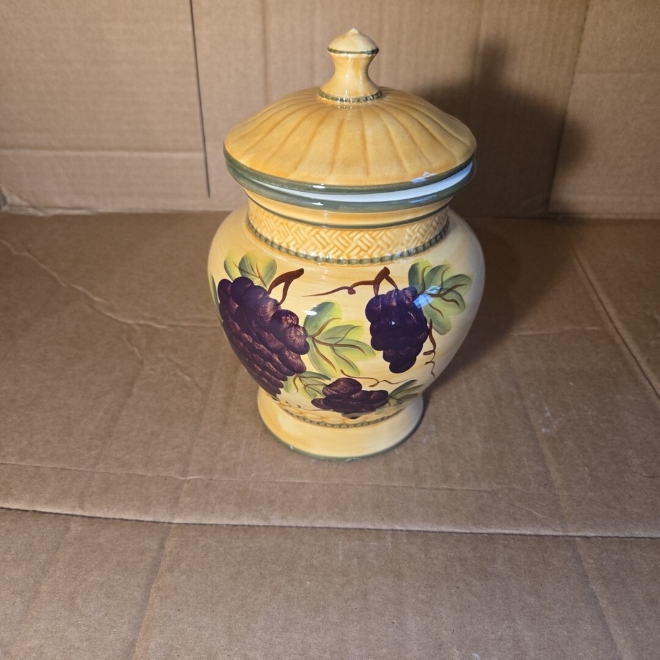 Casa Vero By ACK Grape Pattern Canisters Set Of Four Hand Painted Gold ...
