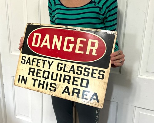 Vtg Safety Everyone Must Wear Goggles Glasses Required Past Point Area ...