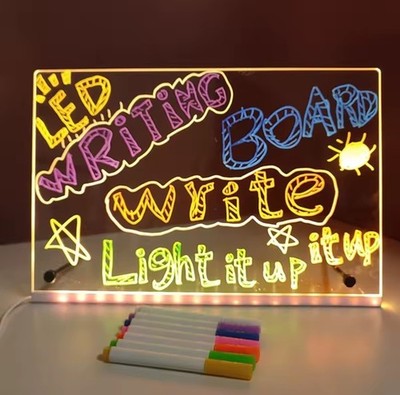 DIY Light Up Message Board Acrylic Rewritable Drawing Lamp Kids Writing ...