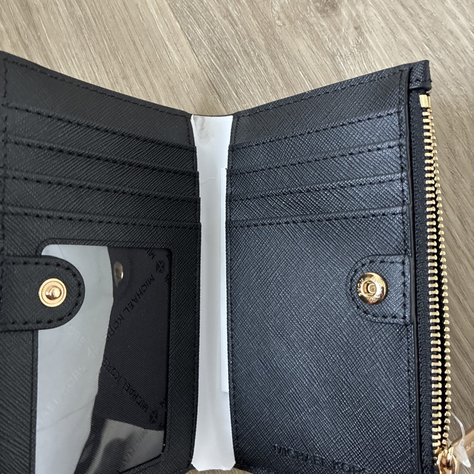 MICHAEL KORS Jet Set Sm Zip Wallet/Card Case 38R4GJ6D5L Black MSRP $128 ...