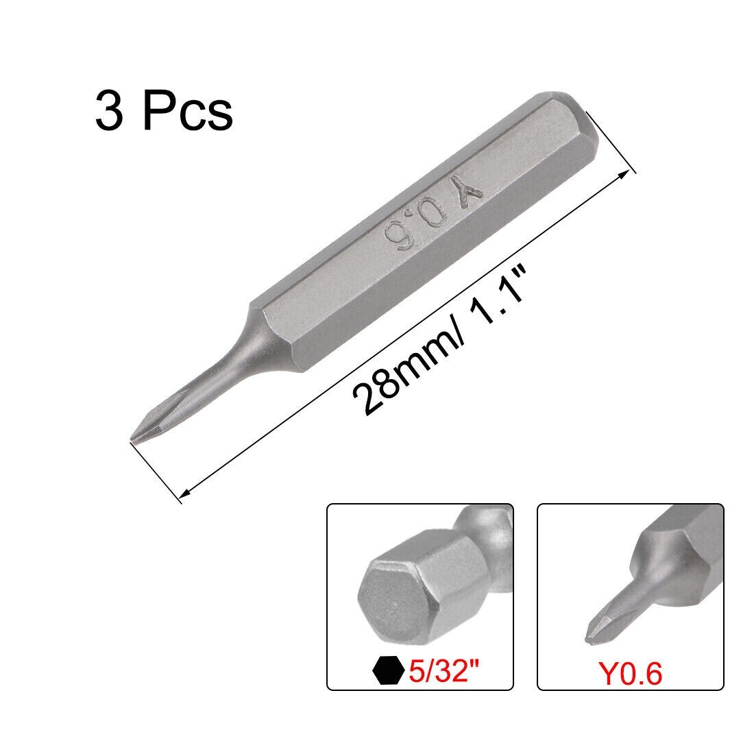 Screwdriver Bits 3pcs 5/32 Inch Hex Shank Y0.6 Screwdriver Bit Set for ...