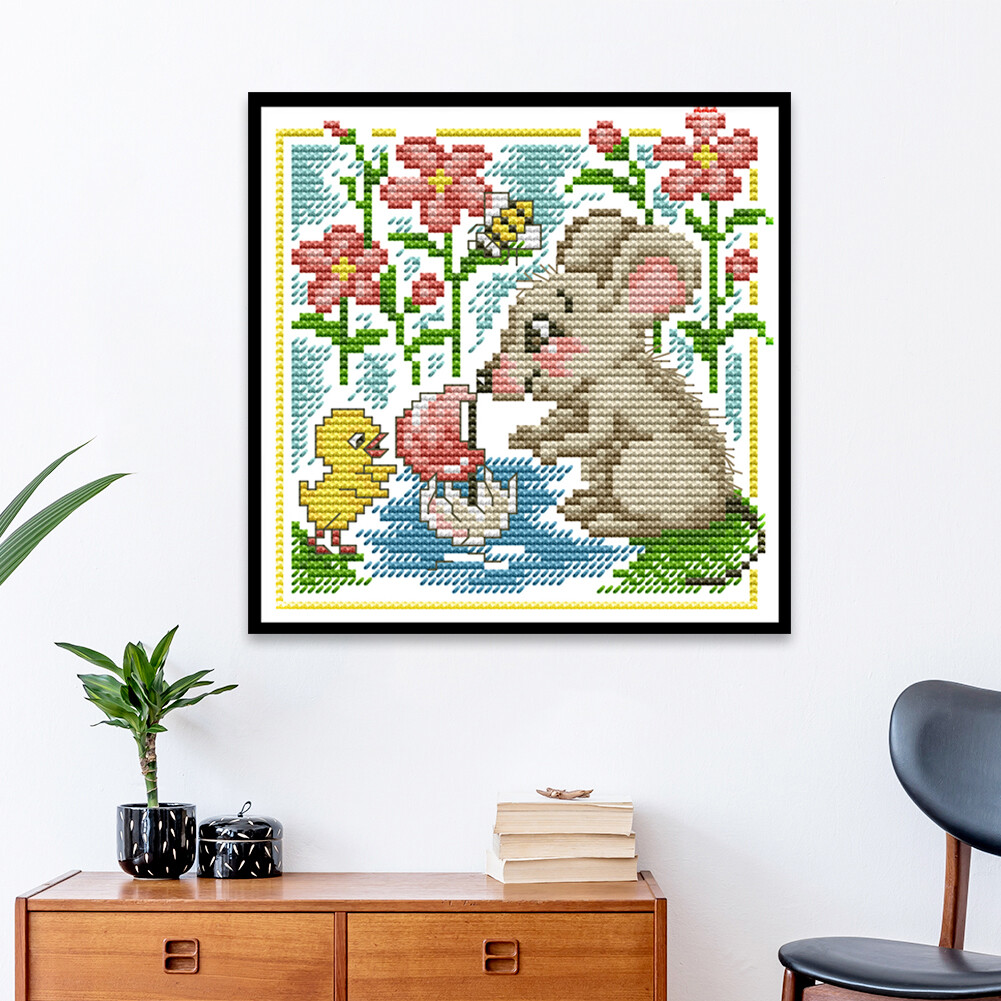 Cartoon Animal Cross Stitch Embroidery Kits DIY Stamped Picture 14CT ...
