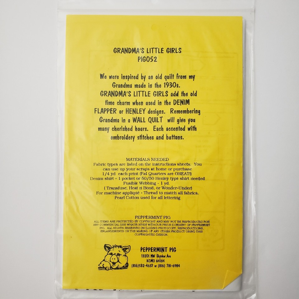 Peppermint Pig Grandmas Little Girls Denim Flapper Quilt Applique ...