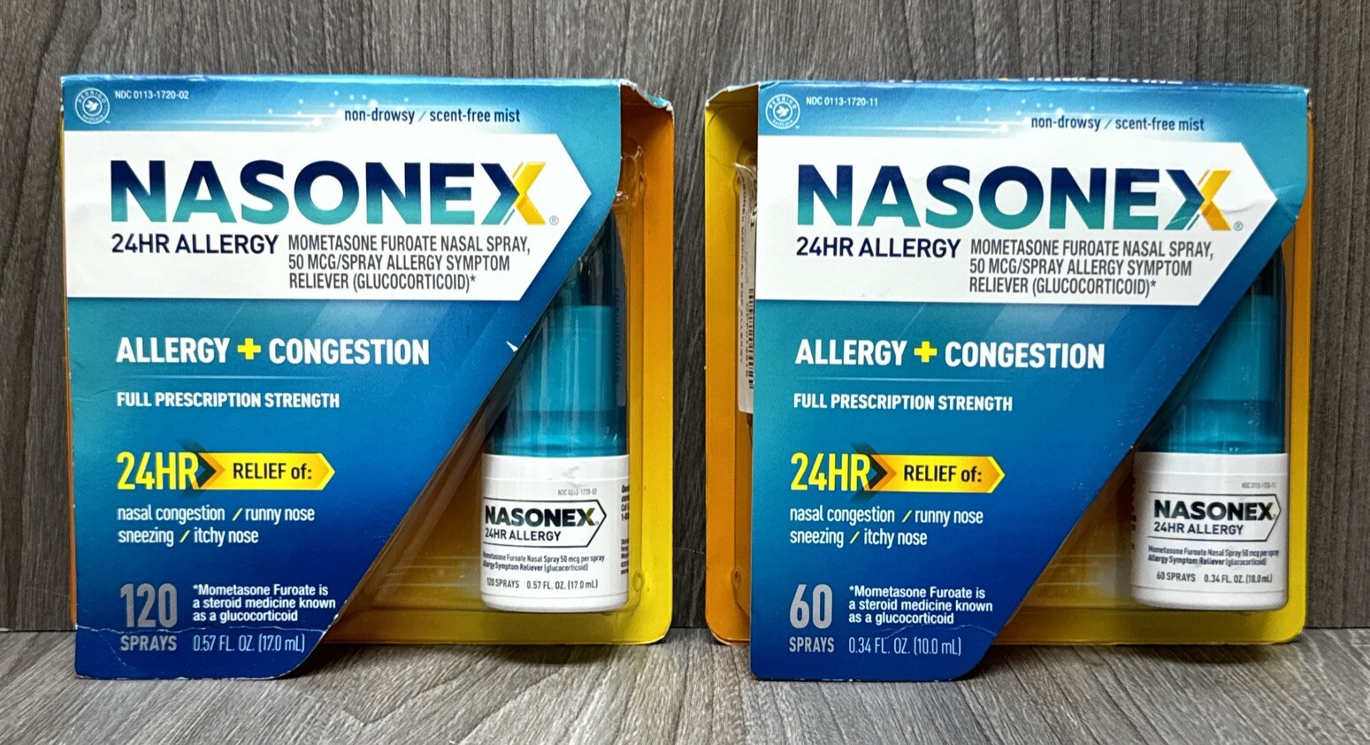 LOT OF 2 Nasonex Nasal Spray 24Hr Non Drowsy Allergy Medicine 180 spr ...