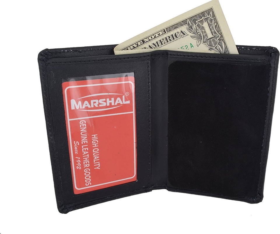 Marshal Genuine Leather RFID Slim Thin Bifold ID Money Wallet Oval ...
