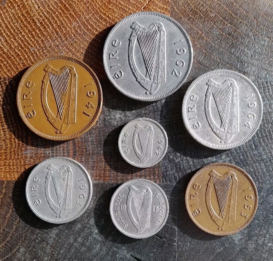 EIRE IRELAND 7 COIN SET IRISH Halfpenny-halfcrown 1928-64 Good Grades ...