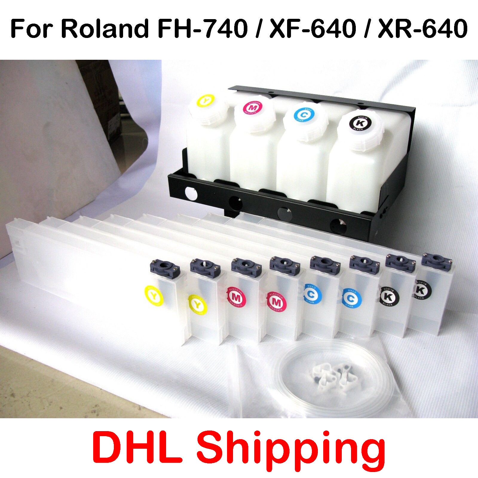 4 Bottles,8 Cartridge Bulk Ink Supply System For Roland FH-740 / XF-640 ...