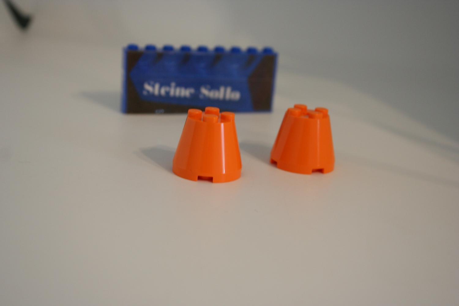 Lego (c) 2x Kegel 3x3x2 - orange - 6233 - brick cone black - Konus ...