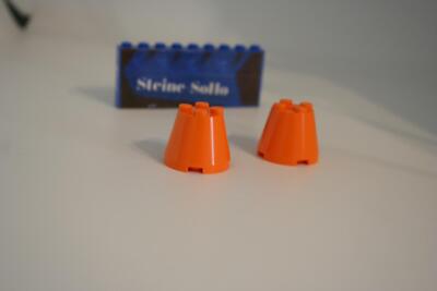 Lego (c) 2x Kegel 3x3x2 - orange - 6233 - brick cone black - Konus ...